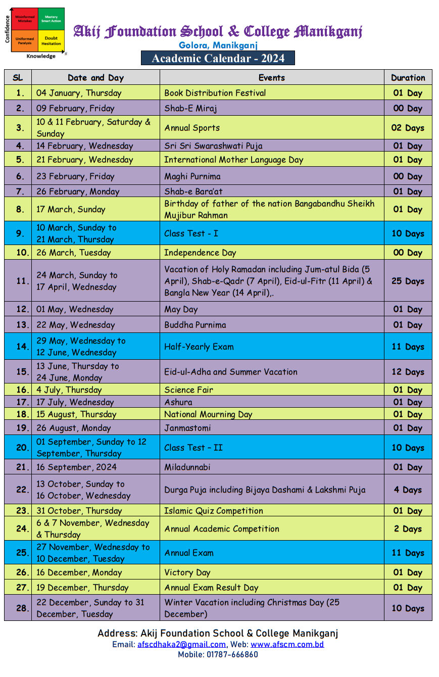 Activities Calendar 24 AFSC